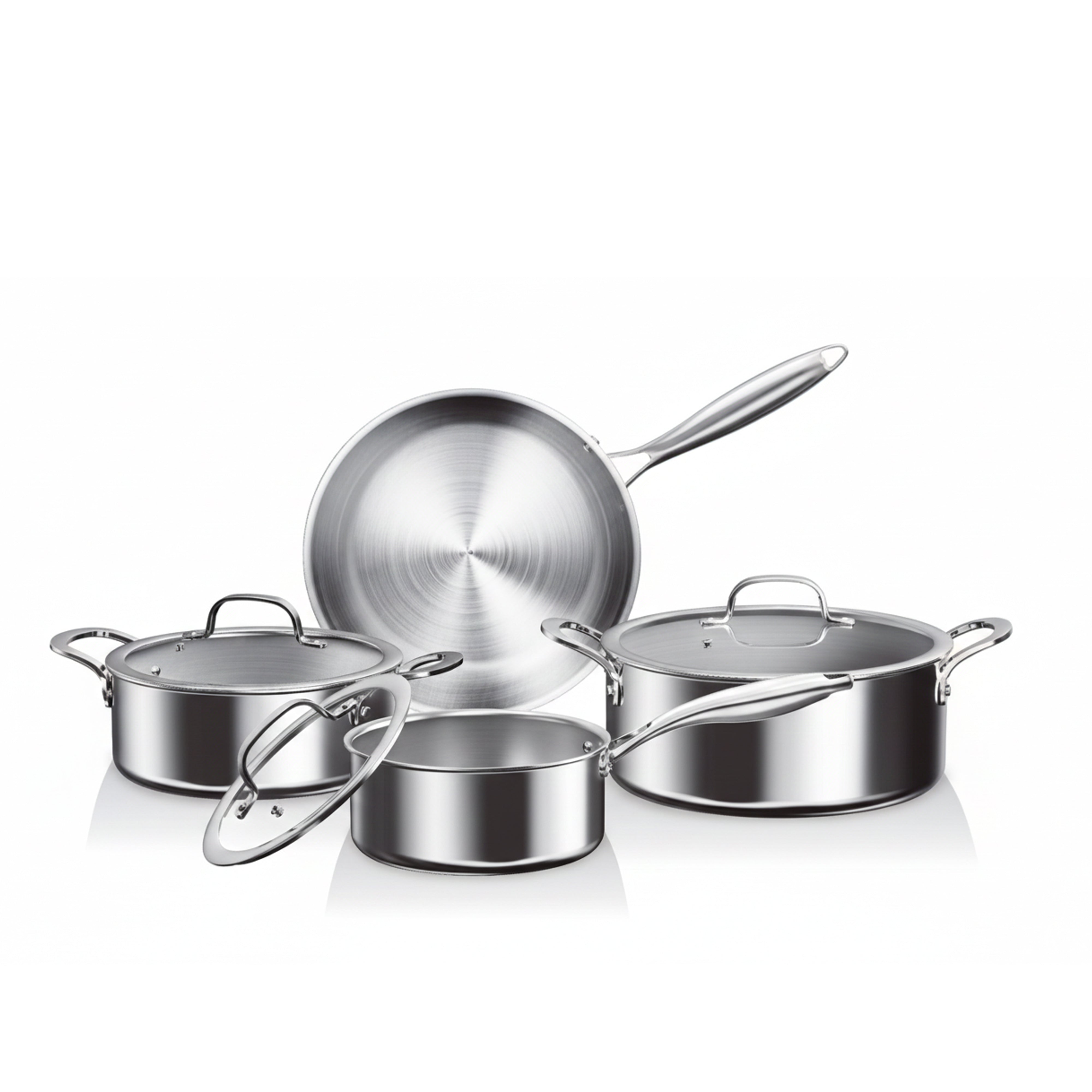 Prestige Tri Ply Stainless Steel 7 Pcs Cookware Set | Induction + all ...