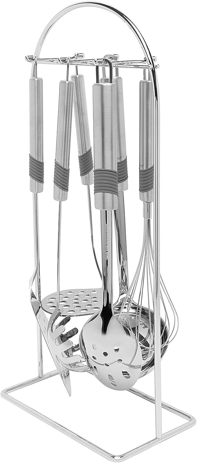 Prestige Progrip Steel Kitchen Utensils Set with Stand | Nonstick Stai ...